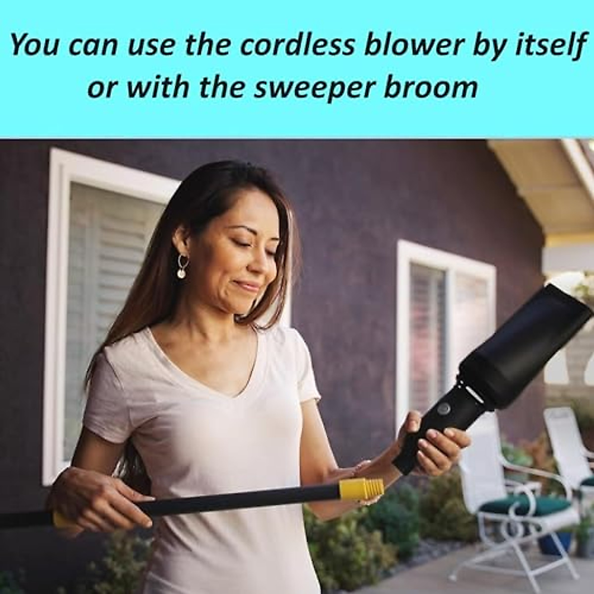 Aerobroom Outdoor Broom with Built-in Lightweight Rechargeable Cordless Leaf Blower | Collapsible Broom for RV, Camping, Deck, Patio or Balcony
