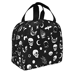 wyehjut Goth Skull Moon Lunch Bag Kids Insulated Lunch Box Small Reusable Tote Bags for Teens Girls Boys School Office Travel