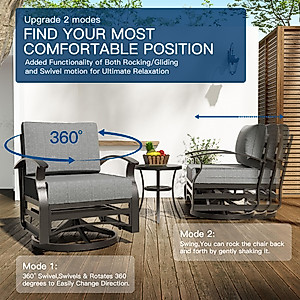 Kullavik Aluminum Patio Furniture Set,8 Pieces 10 Seat Metal Outdoor Furniture Conversation Set w/45 Propane Gas Fire Pit&Swivels,Grey