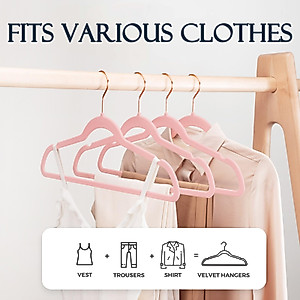 HOUSE DAY Velvet Hangers 30 Pack, Premium Clothes Hangers Non-Slip Felt Hangers, Sturdy Pink Hangers Heavy Duty Coat Hangers, Durable Suit Hangers, Space Saving 360 Rotating Rose Gold Hook