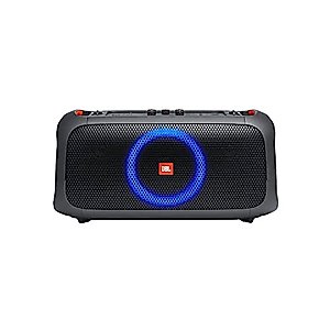 JBL PartyBox On-The-Go Powerful Portable Bluetooth Party Speaker with Dynamic Light Show, black and JBL Wireless Two Microphone System with Dual-Channel Receiver, Black