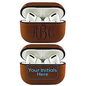 AudioSpice Custom Monogram Case for AirPods Pro (1st Generation) – Personalized Design – Put Your Initials on a Leatherette Case for AirPods Prod – Monogram