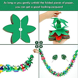6 Pieces Long Tropical Flower Garland Multicolored Paper Tissue Garland Hawaiian Flower Garland for Luau Hawaiian Themed Party Supplies