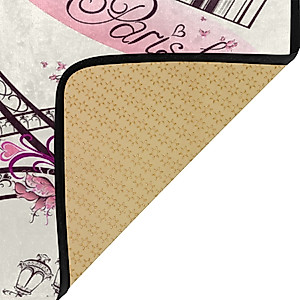 Paris Eiffel Tower FranceKitchen Rugs France Bicycle BalloonKitchen Floor Mats Bath Rug Non Slip Doormat Carpet Area Rugs for Entryway Bedroom Living Room Home Decor 39 X 20 Inch