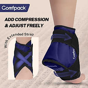 Comfpack Ankle Ice Pack Wrap for Swelling, Heel Ice Pack for Pain Relief, Hot Cold Therapy Foot Ice Pack Wrap for Plantar Fasciitis, Achilles Tendonitis, Ankle Sprain, Swelling, Heel Spur, Navy