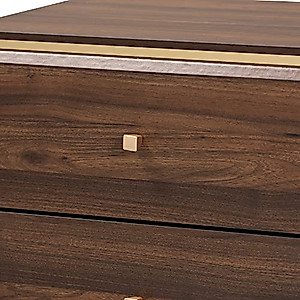 Baxton Studio Cormac Nightstands, Walnut Brown/Gold