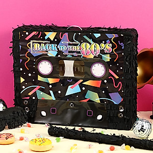 Deekin 3 Pcs Cute Piñata Set Include Piñata with Stick Eye Mask Large Piñata Money Piñata for Kids Music Science School Sports Bridal Shower Birthday Party Decorations Supplies(Cassette Tape)