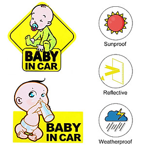 Baby Board Sign Sticker for Car Baby in Car Decal Baby Kids Safety Signs Stickers Baby Car Sticker Baby Car Decal Reflective Kids Safety Warning (Style 2)