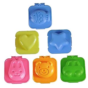 Boiled Egg Mould,6PcsHard Boiled Egg Mold,Fish Car Heart Shape Onigiri Mold,3D Rice Ball Maker, Plastic Egg Shaper DIY Tools Bento Accessories, Random Color