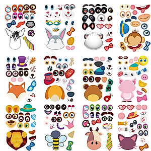 Make a Face Sticker for Kids 42 Sheets Make Your Own Animal Face Stickers 12 Animals and 6 Dinosaur Sticker Pads Set Gift of Festival Party Favor Supplies Art Craft Boys Girls School Reward