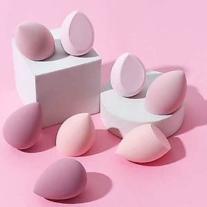 Mystic Orchard Beauty Blender Makeup Sponges Set 8 Pcs for Liquid, Cream, and Powder, Multi-colored Makeup Sponge box Pink
