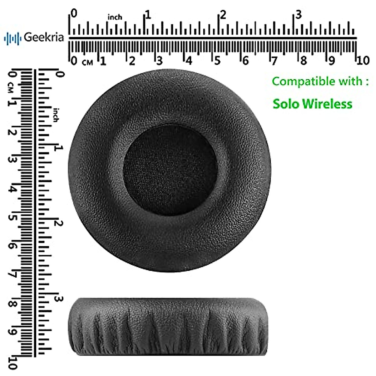 Geekria QuickFit Replacement Ear Pads for Beats Solo Wireless (Solo Bluetooth) Headphones Ear Cushions, Headset Earpads, Ear Cups Cover Repair Parts (Black)