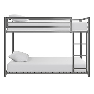 DHP Miles Metal Bunk Bed, Silver, Twin over Twin