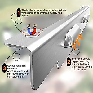 Wind Guard for Blackstone 36" Griddle,Stainless Steel Magnetic for Blackstone Griddle Accessories Fit for Grease Catcher,Hood,Side Shelf,Protect Flames Hold Heat,Wind Screen Gear for Grill Gas Saving