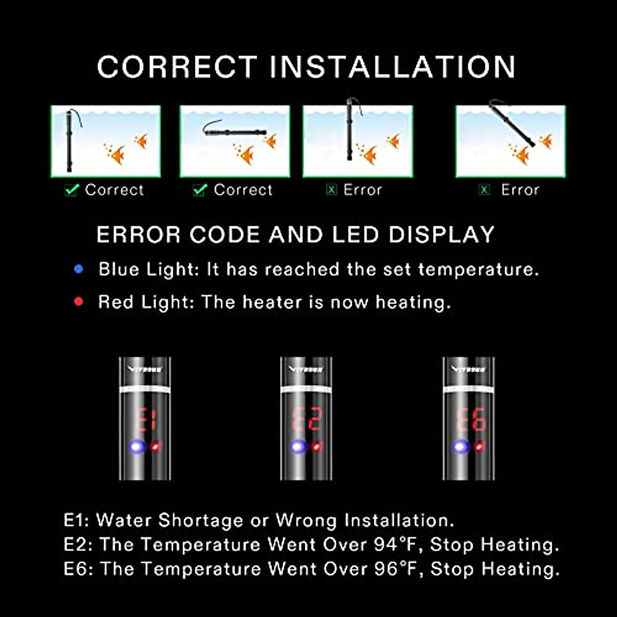 VIVOSUN Submersible Aquarium Heater with Thermometer Combination, 300W Titanium Fish Tank Heaters with Intelligent LED Temperature Display and External Temperature Controller