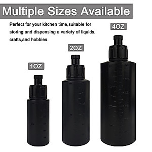 EDSRDUS LDPE Squeeze Bottles with Luer Lock & Multi Purpose Precision Applicator for Gluing Projects DIY Craft Painting Measuring E-Liquids Kitchen, etc (10pcs 2oz(60ml), Black)