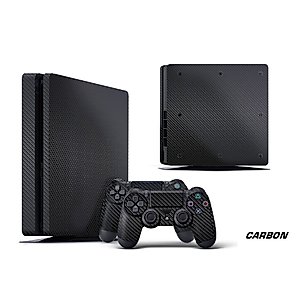 247 Skins Graphics kit Sticker Decal Compatible with PS4 PlayStation 4 SLIM and Dualshock Controllers - Carbon Fiber