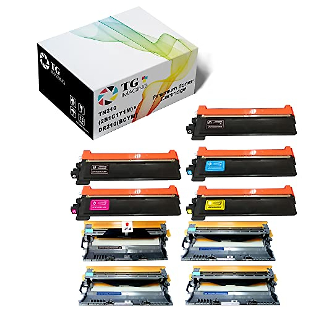 TG Imaging (9 Pack, Toner and Drum) Replacement for Brother TN210 DR210 Toner Cartridge and Drum Unit for use in HL-3070CW HL-3040CN MFC-9010CN MFC-9120CN MFC-9320CW Laser Printer