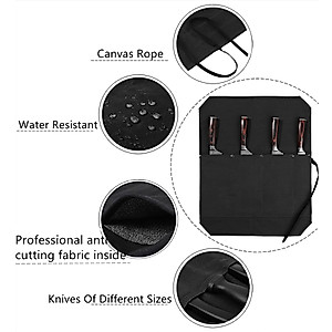 Chef's Knife Roll Bag With 4 Slots, Knife Roll Heavy Duty 16oz Waxed Canvas Knife Case Professional Anti Cutting Fabric Inside