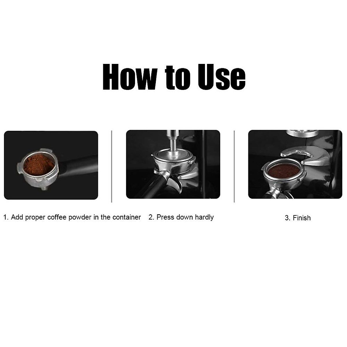 Coffee Tamper, Stainless Steel Manual Quantitative Coffee Tamper Powder Pressing Machine Espresso Tamper Coffee Bean Press with 2 Base, for Commercial and Home Use