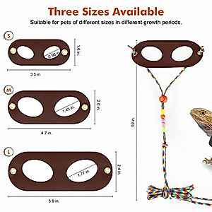 LIKZINWA Bearded Dragon Sling Carrier and Leash Harness,Small Animal Carrier with Adjustable Strap and 3 Size Pack Reptile Harness(Blue+Harness)