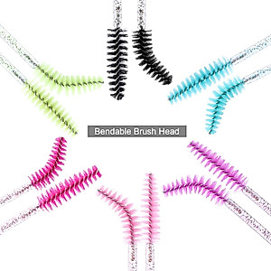 300 Disposable Mascara Wands Eyelash Brush Spoolies for Eye Lash Extension, Eyebrow and Makeup Crystal Tbestmax