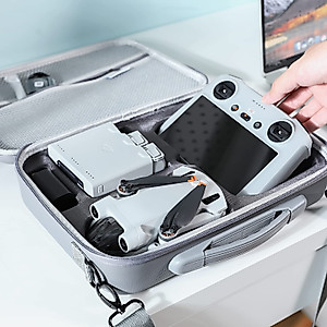 Skyreat Mini 3 / Mini 3 Pro RC Case, Portable PU Leather Storage Shoulder Bag for DJI Mini 3 Pro Accessories
