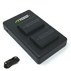 Wasabi Power NP-FW50 Battery (2-Pack) & Micro USB Dual Charger for Sony ZV-E10, Alpha a5100, a6000, a6300, a6400, a6500, Alpha a7, a7 II, a7R, a7R II, a7S, a7S II, DSC-RX10 III, RX10 IV & More
