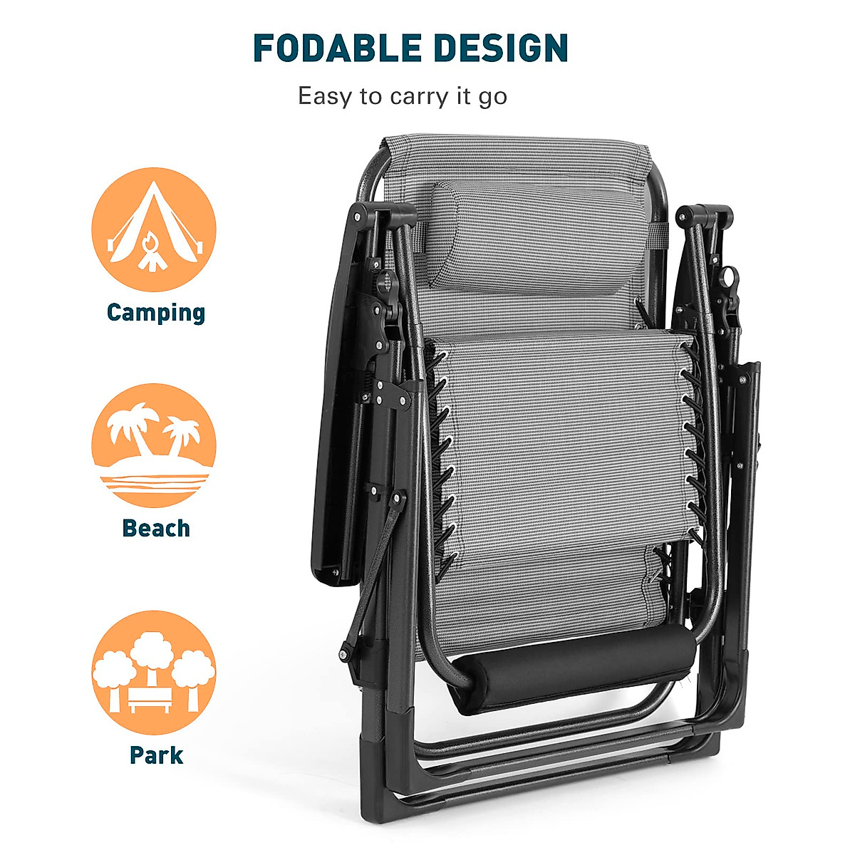 Artist hand Zero Gravity Chair, Oversize XL Outdoor Anti Gravity Chairs, Lawn Chaise, Patio Lounge Folding Adjustable Recliner with Detachable Soft Cushion, Adjustable Headrest, Foot Pad & Cup Holder