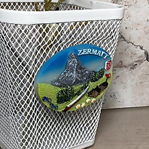 A-ONE Zermatt Switzerland 3D Locker Magnet for Fridge 1PC+Majestic Matterhorn Decorative Embroidered Patch 1PC, Vintage Fridge Magnet,Combat Patch for Accessory Present Gift Collection C185+193