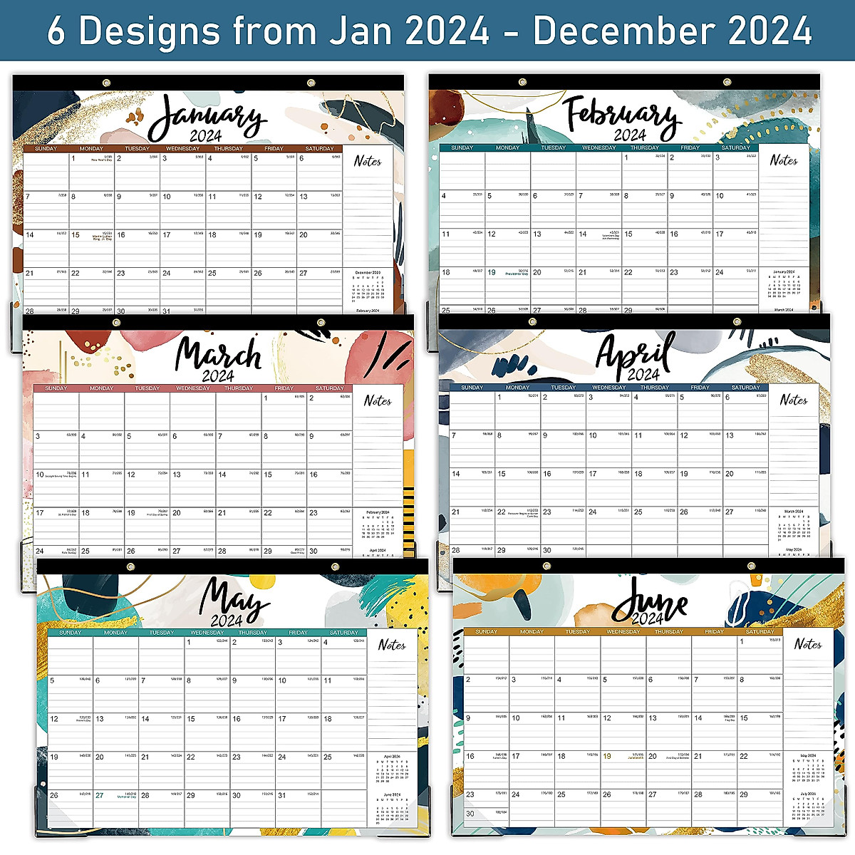 2023-2024 Desk Calendar - 18 Months Large Desk Calendar from Jan 2023 - Jun 2024, 17" x 12", Desk Calendar 2023-2024 with 2 Corner Protectors, Ruled Blocks with Julian Dates, Perfect Desk Calendar