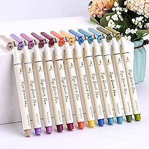 WRITECH Arts Sign Brush Pen Brush Tip Marker Felt Tip Water Based Ink Color Pens 12 Assorted Vintage Colors Great for Lettering Journaling Calligraphy (Vintage)