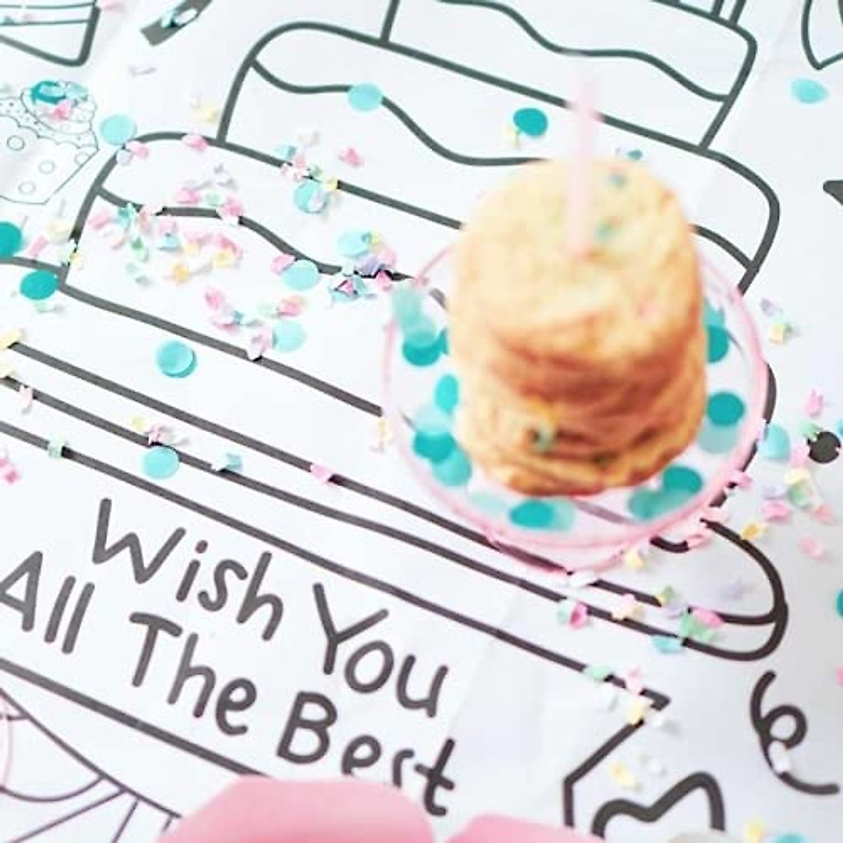 Huge Birthday Coloring Banner - 36 x 72 Inches Giant Paper Coloring Poster Paper Tablecloth for Kids Parties