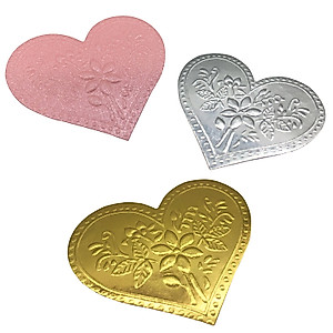Envelopes Label Stickers Love Heart Shape Stickers 60 PCS Kraft Paper Thank You Stickers Retro Metallic DIY Decorative Adhesive Label for Packaging Bake Decoration Wedding Party Gift (Gold)