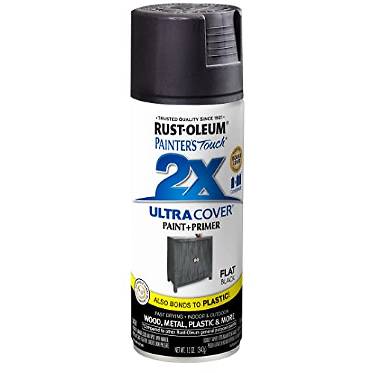 Rust-Oleum 249127 Painter's Touch 2X Ultra Cover, 12 Oz, Flat Black & 249088 Painter's Touch 2X Ultra Cover, 12 Fl Oz (Pack of 1), Flat Gray Primer, 12 Ounce