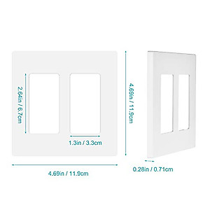 4 Pack Screwless Decorator Wall Plate for Electric Outlets, GFCI, Dimmers, Switches, 2-Gang Unbreakable Child Safe Cover Plate, White