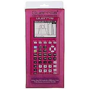 Guerrilla Silicone Case for Texas Instruments TI-84 Plus CE Color Edition Graphing Calculator With Screen protector and Graphing Ruler, Pink