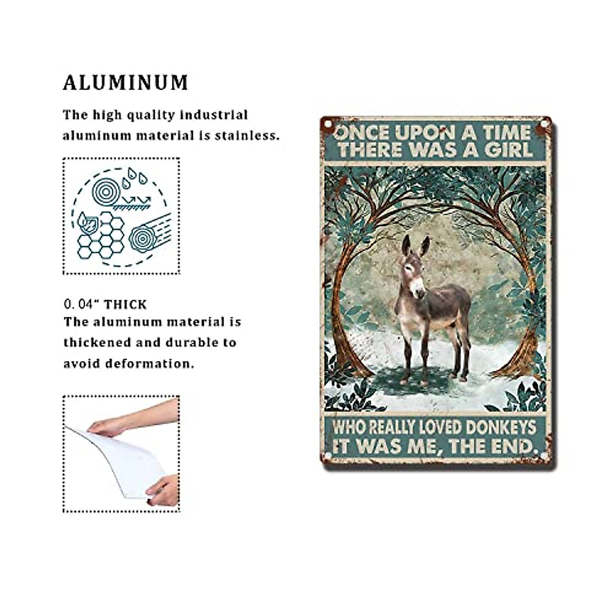 Tin Sign Once Upon A Time There Were A Girl Who Really Loved Donkey Tin Sign Metal Wall Decor for Garden Bars Restaurants Cafes 8×12inch/Tin Sign