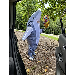 IHGYT Inflatable Shark Costume Air Blow up Jaws Jumpsuit Fancy Dress Funny Carcharias Suit for Cosplay Party Halloween Christmas Carnival
