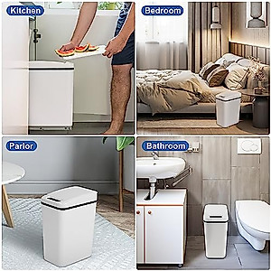 xfyoeg Bathroom Smart Touchless Trash Can 2.5 Gallon Automatic Motion Sensor Rubbish Can with Lid Electric Waterproof Narrow Small Garbage Bin for Kitchen, Office, Living Room, Toilet, Bedroom,