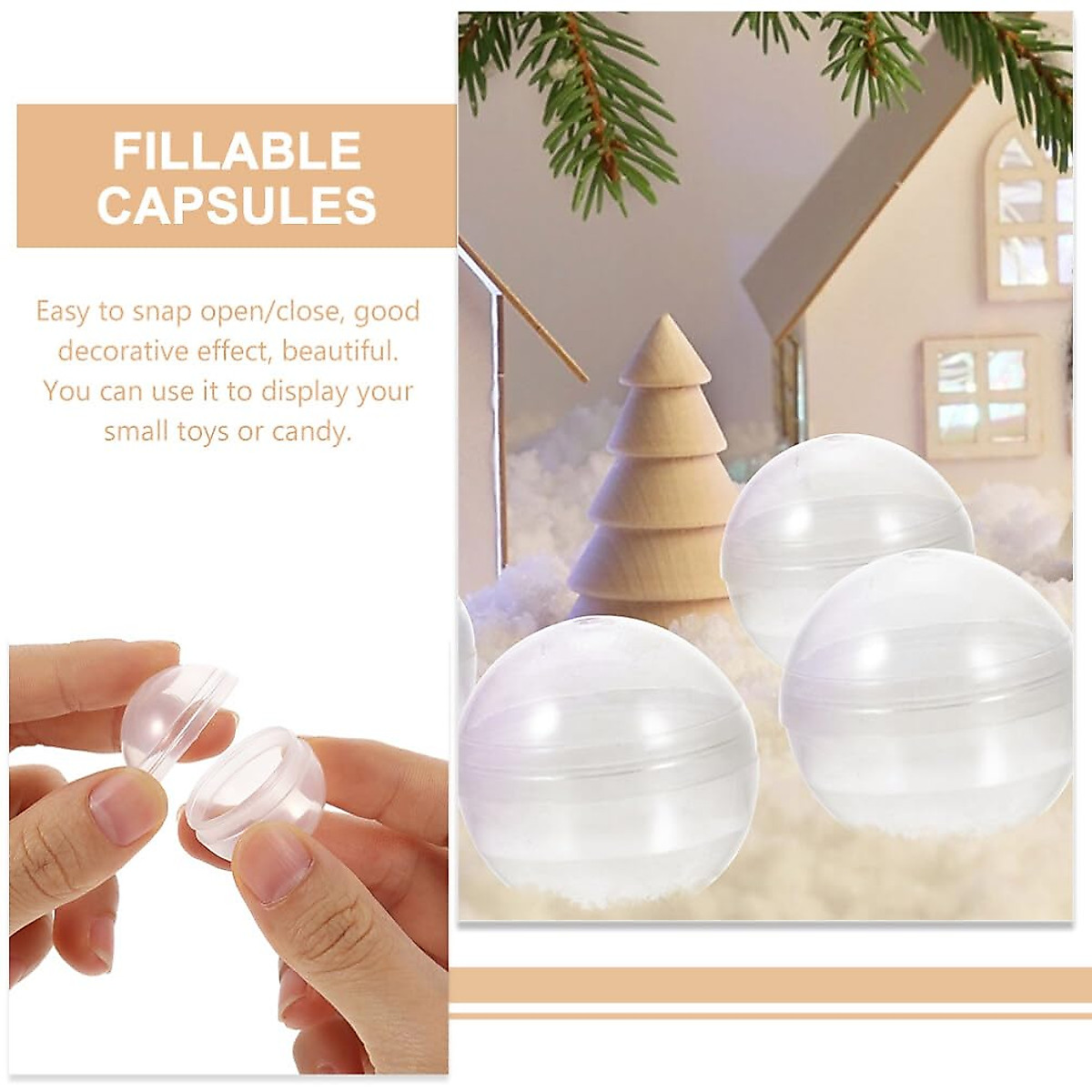 Vending+Machines 50pcs Gumball Vending Machine Capsules Small Round Capsules Bulk Clear Capsules Balls for Gumball Machines Vending Machine 38mm Bulk Candy