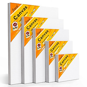Fixwal 18 Pack Canvases for Painting Art Canvas Boards Canvas Panels Multipack, 4x4, 5x7, 8x10, 9x12, 11x14 Inches, 3mm Thickness Canvas Value Multi Pack for Acrylic Pouring, Oil Paint Art