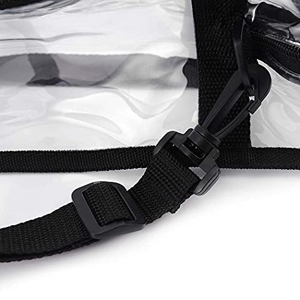 Zeelina Clear Purse Bag Tote Large Transparent PVC Crossbody Handbag Black Stadium Approved Messenger Shoulder Bags for Security Travel Waterproof Sports Fan Tote Bags for Women