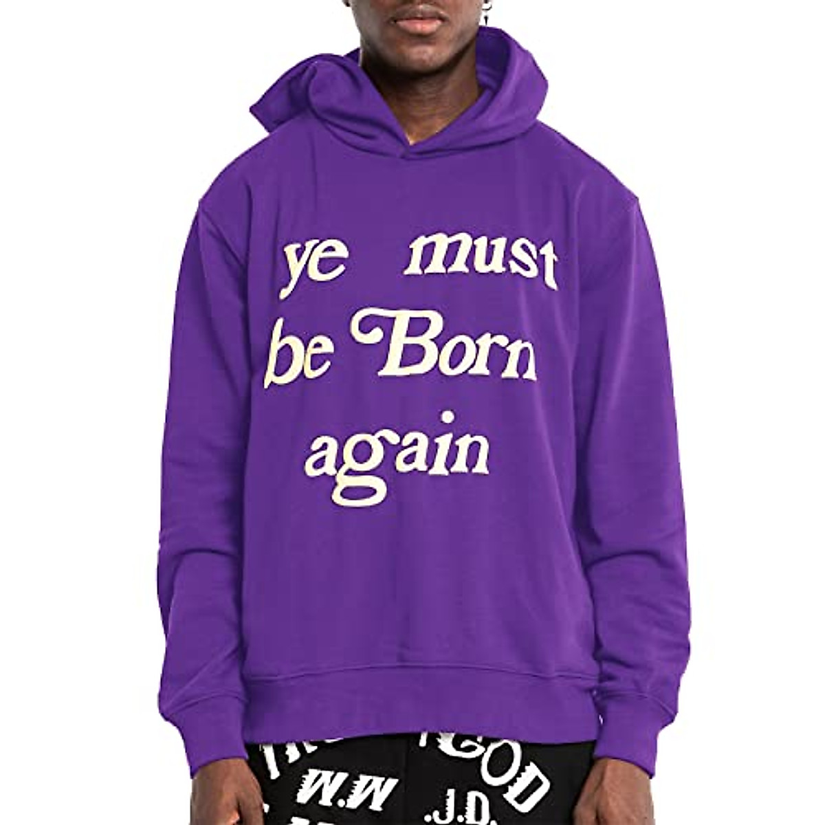 astro monical Ye Must Be Born Again Graphic Hoodies Rapper Graphic Hoodies For Men Oversized Cotton Sport Jumper Violet,L