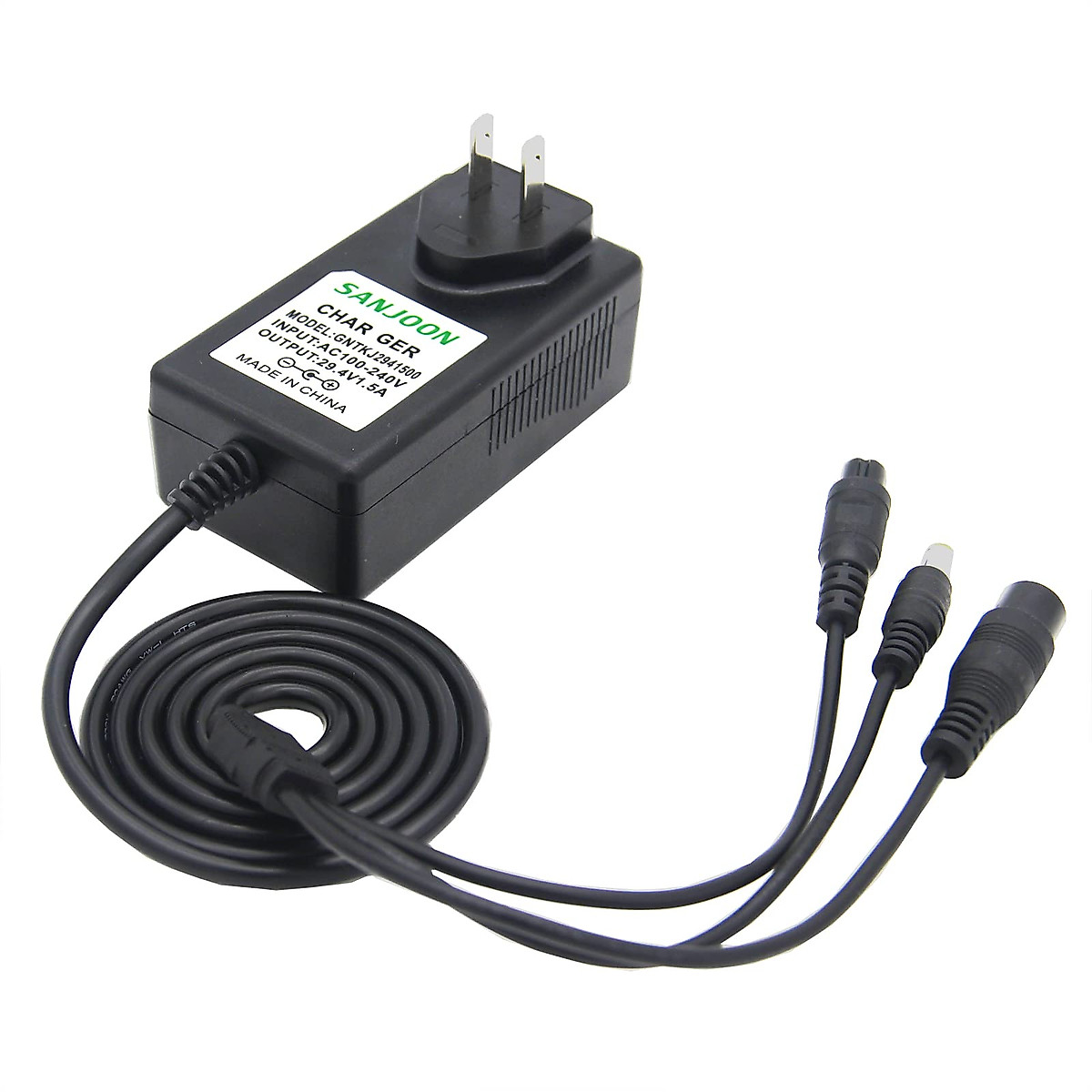 SANJOON 29.4V 1.5A Charger (3 Plugs) Suitable for 24V/29V Lithium Batteries. Quick and Intelligent Replacement of All Brands of 24 Volt Electric Scooters, Scooters, Earth Bikes, and Razors