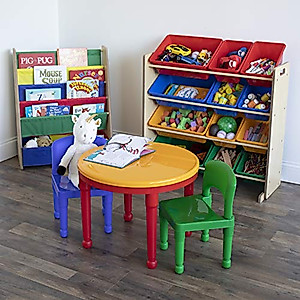 Humble Crew, Natural/Primary Kids' Toy Storage Organizer with 12 Plastic Bins, 34*35*15.5inch