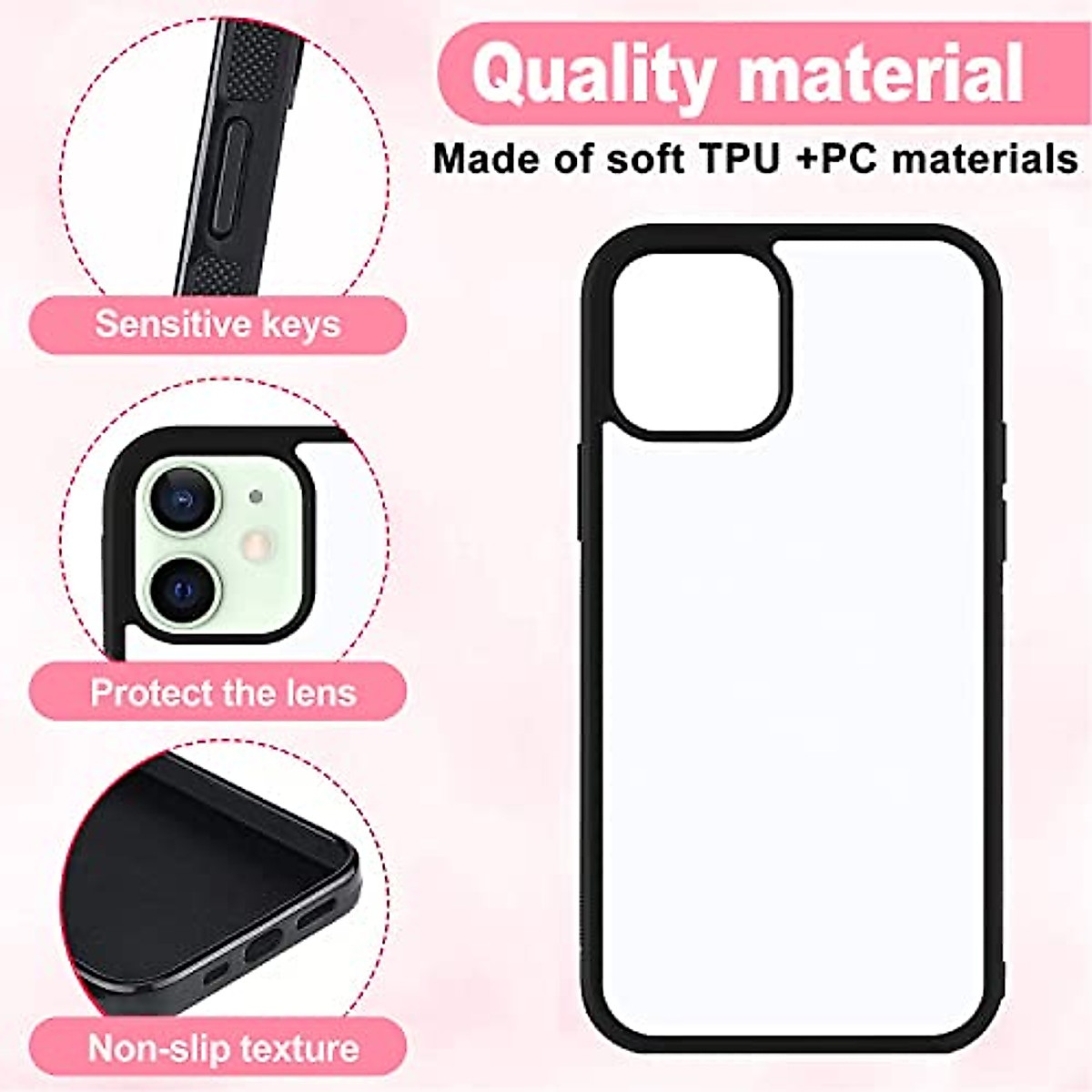 Nubaka 6 Pieces iPhone 12 Mini Sublimation Blank Case，Printable iPhone 12 Mini Sublimation Case for DIY Customize Heat Press Rubber Protective Case,Handicraftsman, Self-Employed and Businessman