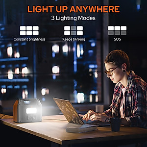 EnginStar Portable Power Station 150W 155Wh Solar Generator 110V 42000mAh Portable Power Bank w/AC Outlet, 6 Outputs External Battery Backup LED Light for Outdoor Camping