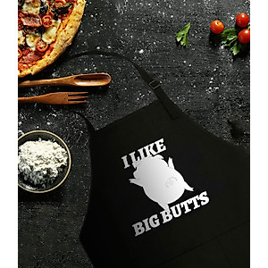 KITCHEPOOL Funny Apron for Men, Chef Aprons for Women with 3 Pockets - Mens Gifts For Christmas - Adjustable Bid Kitchen Aprons for Chef, Cooking Apron for BBQ, Baking - Little Pig