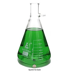 Filtering Flask, 5000ml - Borosilicate Glass - Heavy Walled - Conical Shape, with Integral Side Arm - White Graduations - Eisco Labs